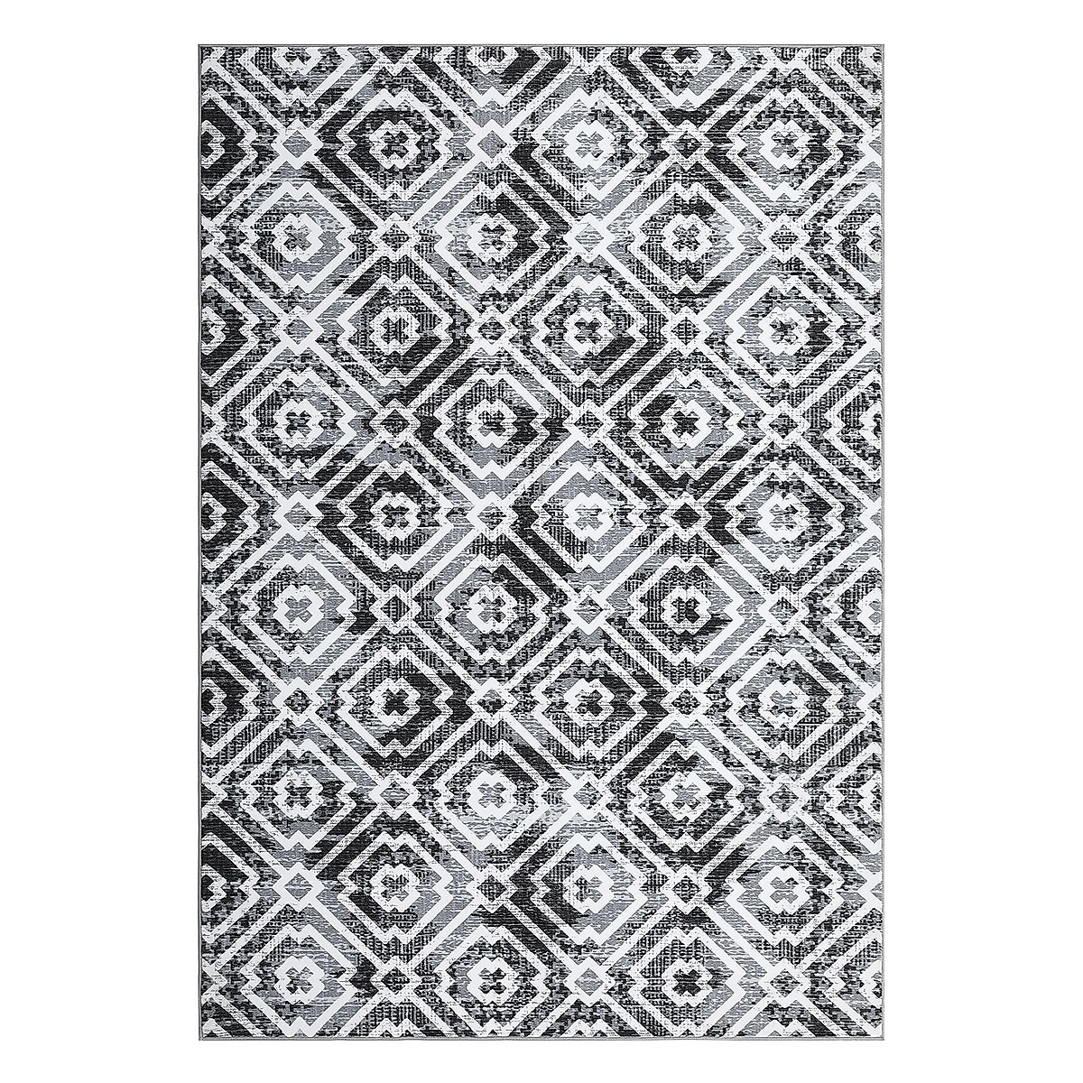 IMINROME Machine Washable 9x12 Area Rug Modern Large Rug Grey Modern Geometric Bedroom Living Room Throw Rug Non-Slip Distressed Dining Room Nursery Mat Non-Shedding Floor Accent Carpet