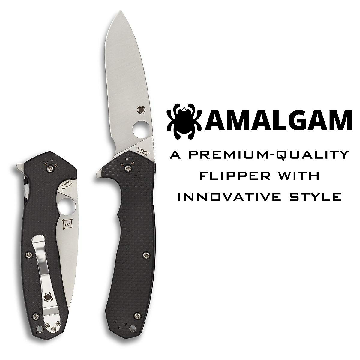 Spyderco Amalgam Premium Flipper Knife with 3.8" CPM S30V Stainless Steel Blade and Textured Carbon Fiber G-10 Handle - PlainEdge - C234CFP