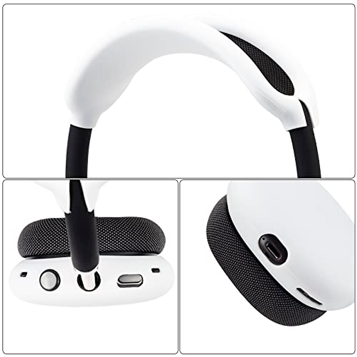 AIDERLOT Silicone Case Cover for AirPods Max,Anti-Scratch Ear Cups Cover and Headband Cover for AirPods Max,Airpods Max Headphone Silicone Ear Cups(White)