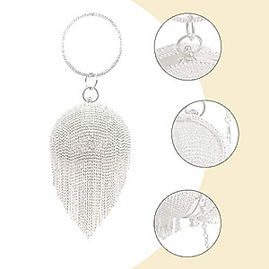 LUI SUI Women Round Ball Dazzling Crystal Evening Handbags Rhinestone Tassel Handle Purse Bags Wedding Shoulder Handbags