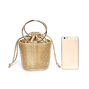 YLLWH Women Evening Bags Rhinestones Bucket Ladies Clutch Purse Ladies Handbags