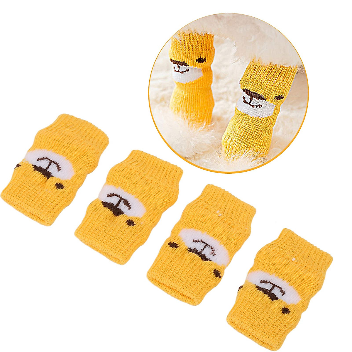 GLOGLOW Dog Elbow Protector, 4pcs Cotton and Polyurethane Dog Elbow Protector Knees Protector Cartoon Bear Pattern Joints Dirty Pet Dog Elbow Sleeve (S)