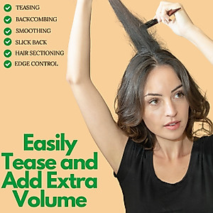 GranNaturals Teasing Boar Bristle Hair Brush for Women - Slick Back Comb with Rat Tail Pick for Hair Sectioning Used for Edge Control, Backcombing, Smoothing, and Styling Fine Hair to Create Volume