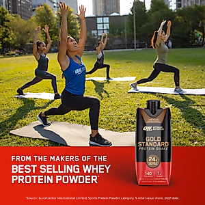 Optimum Nutrition Gold Standard Protein Shake, 24g Protein, Ready to Drink Protein Shake, Gluten Free, Vitamin C for Immune Support, Chocolate, 11 Fl Oz, Pack of 4 (Packaging May Vary)