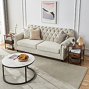 Anrigeail Nightstand Set of 2 with Charging Station, Bedside Tables with Storage Shelf & Drawer, End Table with 2 USB Ports and 2 Outlets, Night Stand for Bedroom, Living Room, Brown