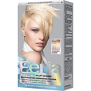 L'Oreal Paris Feria Multi-Faceted Shimmering Permanent Hair Color, 11.11 Icy Blonde (Ultra Cool Blonde), Pack of 1, Hair Dye