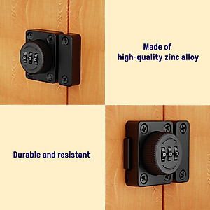Zinc Alloy Keyless Combination Lock for Cabinet Doors Mechanical 3-Digit Passcode Safety Lock Black