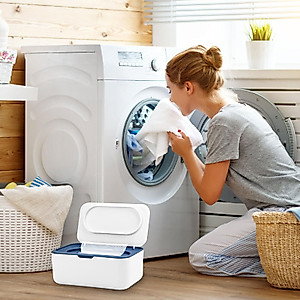 RSQAZQ Dryer Sheet Holder, Laundry Dryer Sheet Container With Lid Dryer Sheet Dispenser Organizer Basket, Fabric Softener Sheet Storage Box for Laundry Room Washer Organization (Blue)