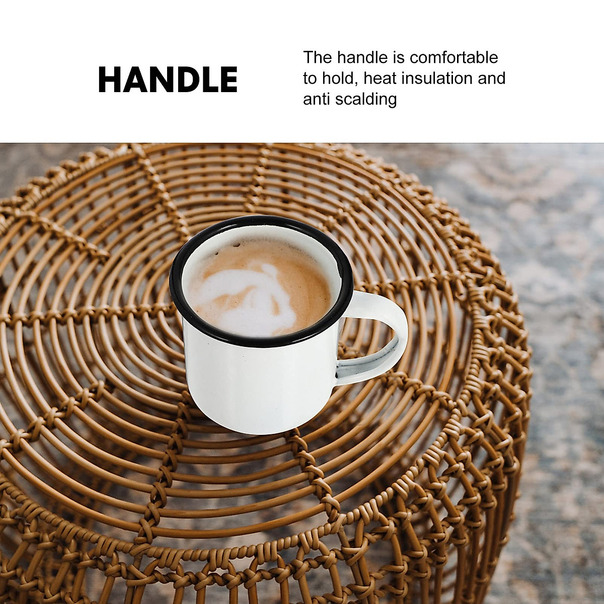 DOITOOL Fun Metal Coffee Mug Campfire Coffee Mug, Camping Coffee Mug Drinking Cup with Handle, Metal Coffee Tea Cup, Suitable for Indoors, Outdoors, Camping and Hiking (White) Coffee Tin Mugs