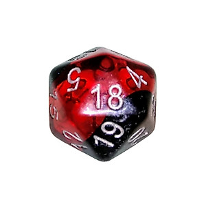Marbled Black with a Ruby Red Translucent Vein Set of 10 Dice for Role-Playing Games (Includes a d20 Initiative Advantage Die and Two Special d6 Max Damage Dice) RPG