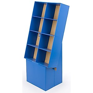 Displays2go Free-Standing 8-Pocket Display Bin, Royal Blue