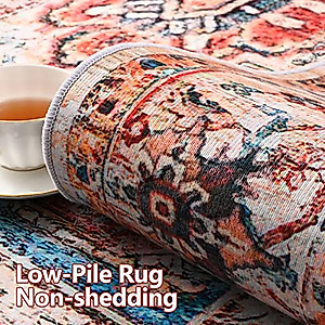 YJ.GWL Area Rug 4x6, Washable Bedroom Rug, Soft Accent Rugs for Living Room Entryway Dining Room, Non-Slip Non-Shedding Low-Pile Floor Carpet, Orange