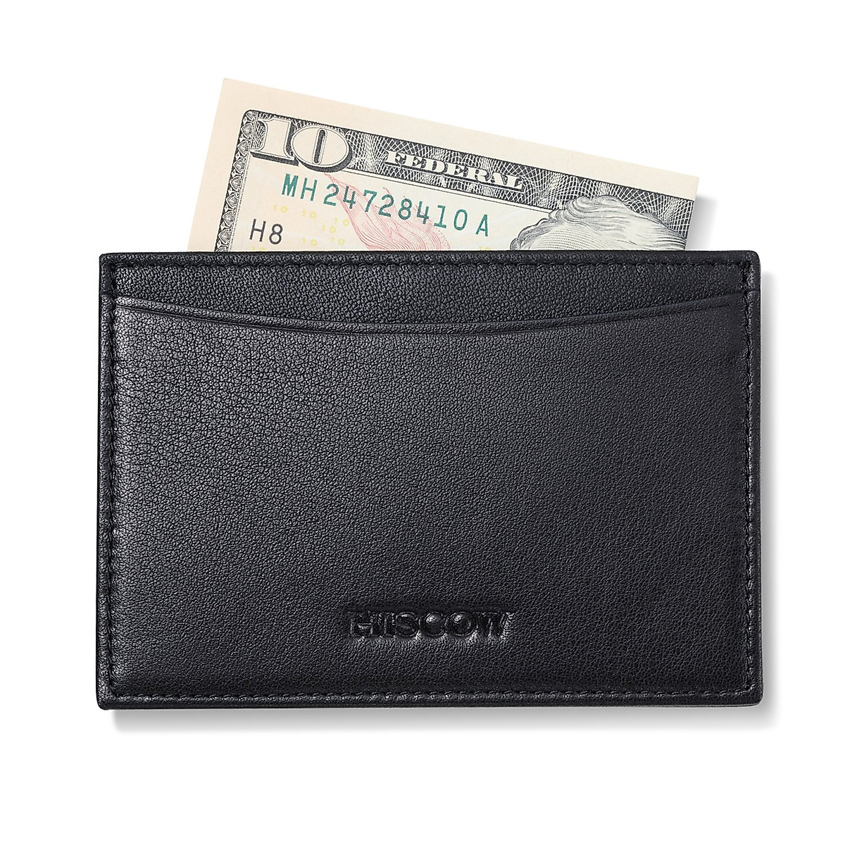 Leather Thin Card Holder, Slim ID Case Small Credit Card Wallet for Men & Women (Black)