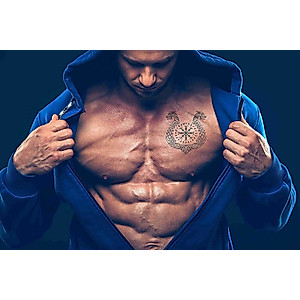 Dopetattoo 6 Sheets Viking Tattoos Temporary Fake Tattoos For Men Adults Aegishjalmur Helm of Awe Helm of Terror Icelandic Magical Staves Temporary Fake Tattoo For Women Neck Chest For Woman