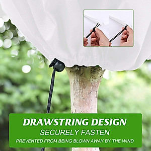 Alpurple 4 Packs Winter Drawstring Plant Covers-23.6 x 31.5 Inch Warm Plant Protection Cover Bags, Frost Cloth Blanket Protecting Fruit Tree Potted Plants from Freezing Animals Eating