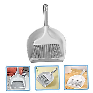 OHPHCALL 1 Set Hand Broom with Dustpan Desktop Broom Kit Mini Small Brush and Dustpan Car Interior Cleaning Brush Whisk Little Dustpan Broom Keyboard Cleaner Desktop Dust Brush Vent Pp Grey