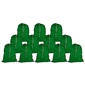 Nylon Laundry Bags Bulk 30" X 40" – Pack of 12 bags, for Heavy Duty Use, College Laundry Bags, Laundromats and Household Storage, machine washable - Made in the USA (Green)