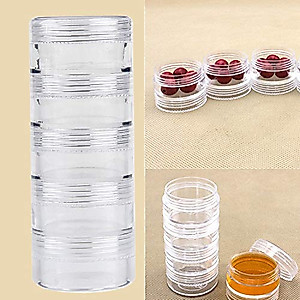 TDOTM 5 Layer Cylinder Stackable Transparent Round PS Plastic Storage Container Box Super Clear Accessories Organizer Box for Beads Crafts Other Small Items (10 Column Combination Sale)…