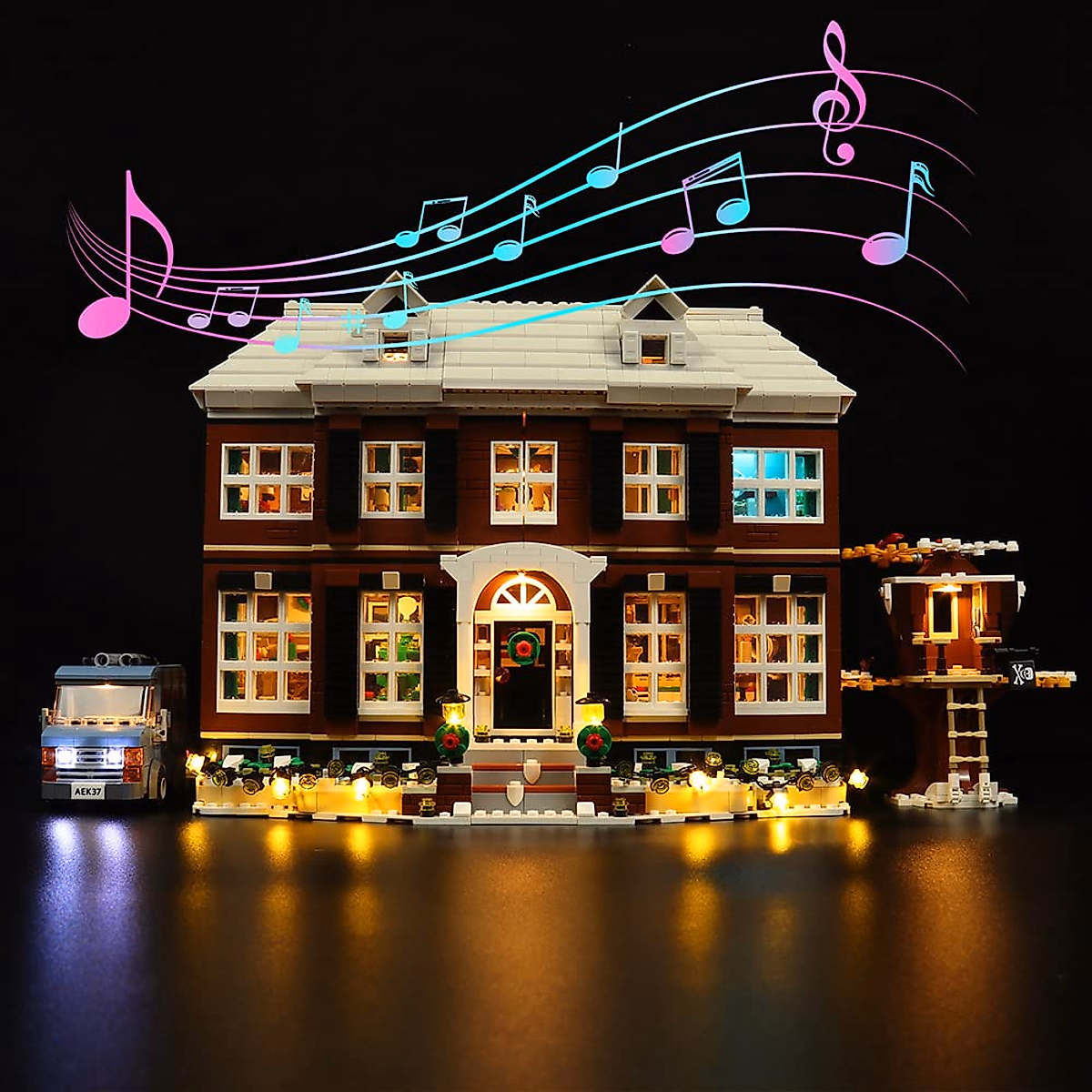 VONADO LED Light Kit Compatible with Lego Home Alone 21330, DIY Lighting Compatible with Home Alone Lego Set (NO Lego Model, ONLY Lights) - Music Version