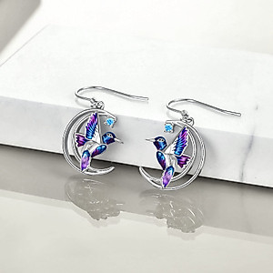YFN Hummingbird Earrings Bird Dangle Earrings Sterling Silver Jewelry Hummingbird Gifts for Women