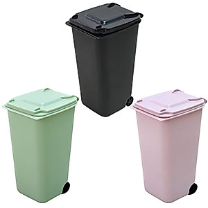 Compost Bin Recycle Bin 3 Pcs Mini Curbside Garbage Trash Bin Pen Holder Recycle Can Set Pencil Cup Desktop Organizer for Home Office Black Green Compost Bin Recycle Bin