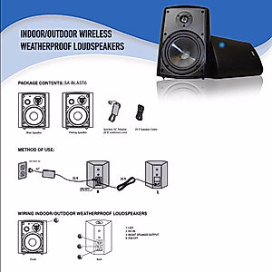 Sound Appeal Wireless Outdoor Speakers, 6.5" Bluetooth Weatherproof Speakers for Deck Patio Backyard, Pair (Black)