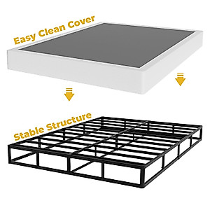 YORMDMO 7 Inch Queen Box Spring, High Profile Queen Size Box Spring Only, Sturdy Metal Frame Mattress Foundtion, Easy Assembly, Noise-Free