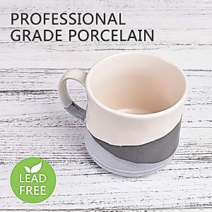 Bosmarlin Large Stoneware Coffee Mug, Big Tea Cup for Office and Home, 21 Oz, Dishwasher and Microwave Safe, 1 PCS (Geometry-Grey)