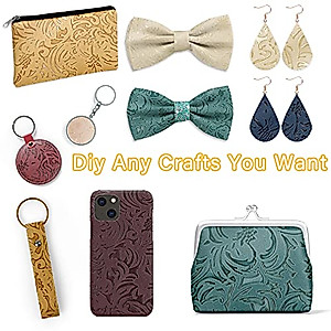 12 x 53 Inch Embossed Faux Leather Roll Vintage Flower Textured Synthetic Leather Fabric for DIY Sewing Crafts Wallets Jewlery Making (Gray)