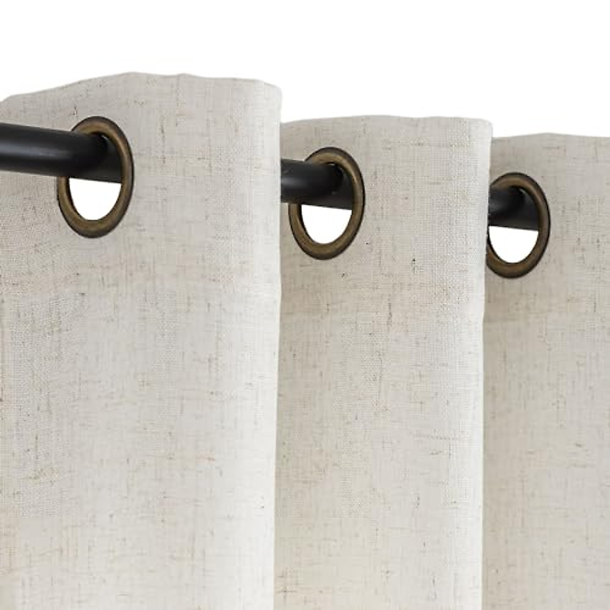 VOILYBIRD Palma 108 Inches Long Bronze Grommet Sheer Curtains for Living Room Natural Color Draperies (52''W x 108''L, 2 Panels, Linen)