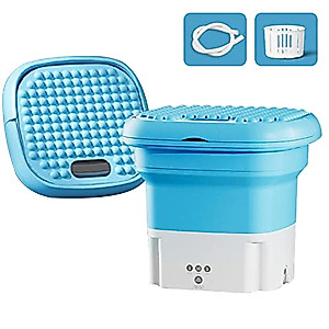 Portable Washing Machine Mini Foldable Washer with Spin Dryer Bucket for Baby Clothes,Underwear,Socks,Towels Perfect for Travel,Apartment,Lightweight & Easy to Carry (Blue), S43L18CGNE9F019EUHK