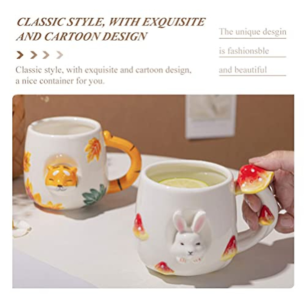 UPKOCH Care Package Ceramic Coffee Cups Rabbit Mug with Lid Water Cup Coffee Cup Coffee Mug with Rabbit Mushroom Milk Kawaii Cups Tea Mugs Gift for Adult Home Office Sympathy Gift