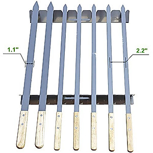 Goutime Stainless Steel Shish Kabob Skewer Rack with Storage Bag, Universal Barbecue BBQ Skewers Holder for Grill