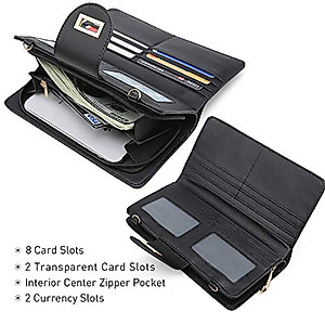 MKP Women Fashion Small Crossbody Shoulder Bags Cell Phone Purse Wallet Clutch Bag Credit Card Holder Clutch Wallets w/Removable Strap (Black)