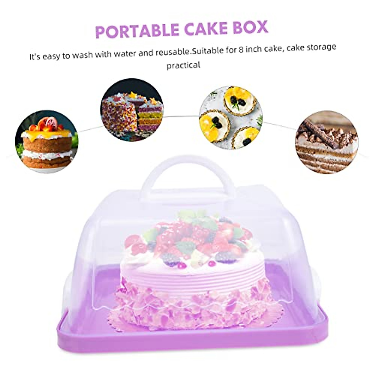 Homoyoyo Portable Cake Box with Cakey Clear Container with Lid Cheesecake Carrier Dessert Storage Case Cake Holder with Lid Mini Gift Cake Packing Box Cake Carrier with Handle Wedding