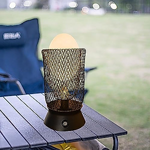38°GARDEN LED Flame Table Lamp Battery Operated Rechargeable Ambience Lantern Metal Cage with Flickers Warm Light Touch Dimmable Bedside Lamp Cordless Nightlight Decor for Patio Porch Home Gift
