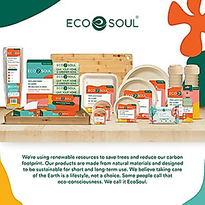 ECO SOUL 100% Compostable 6 Inch Paper Plates [100-Pack] Disposable Party Plates I Heavy Duty Eco-Friendly Sturdy Appetizer Plates Disposable I Biodegradable Unbleached Sugarcane Eco Plates