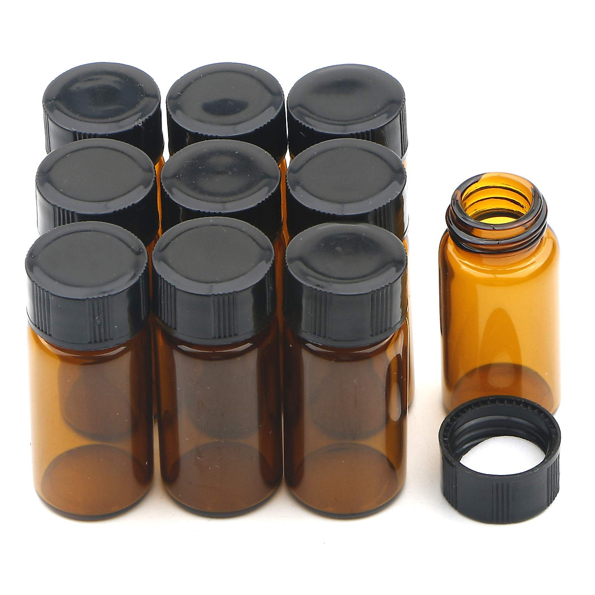 Liquid Sample Glass Bottles Vials Screwcap Brown Lab Collection Container Capacity 5 ml (0.17 Oz) Pack of 10