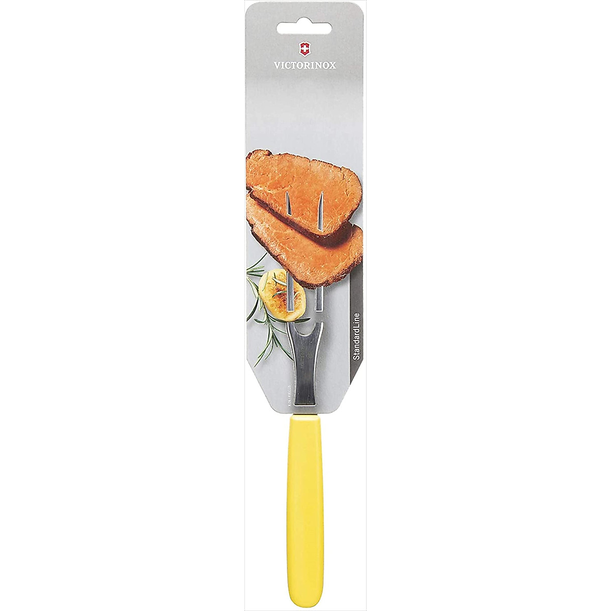 Victorinox 5.2106.15L8B Carving Fork Delicately Carves, Slices and Picks Up Meat Straight Blade in Yellow, 5.9 inches