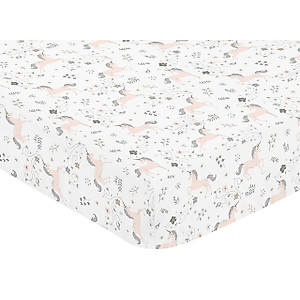 Pink, Grey and Gold Baby or Toddler Fitted Crib Sheet for Unicorn Collection by Sweet Jojo Designs
