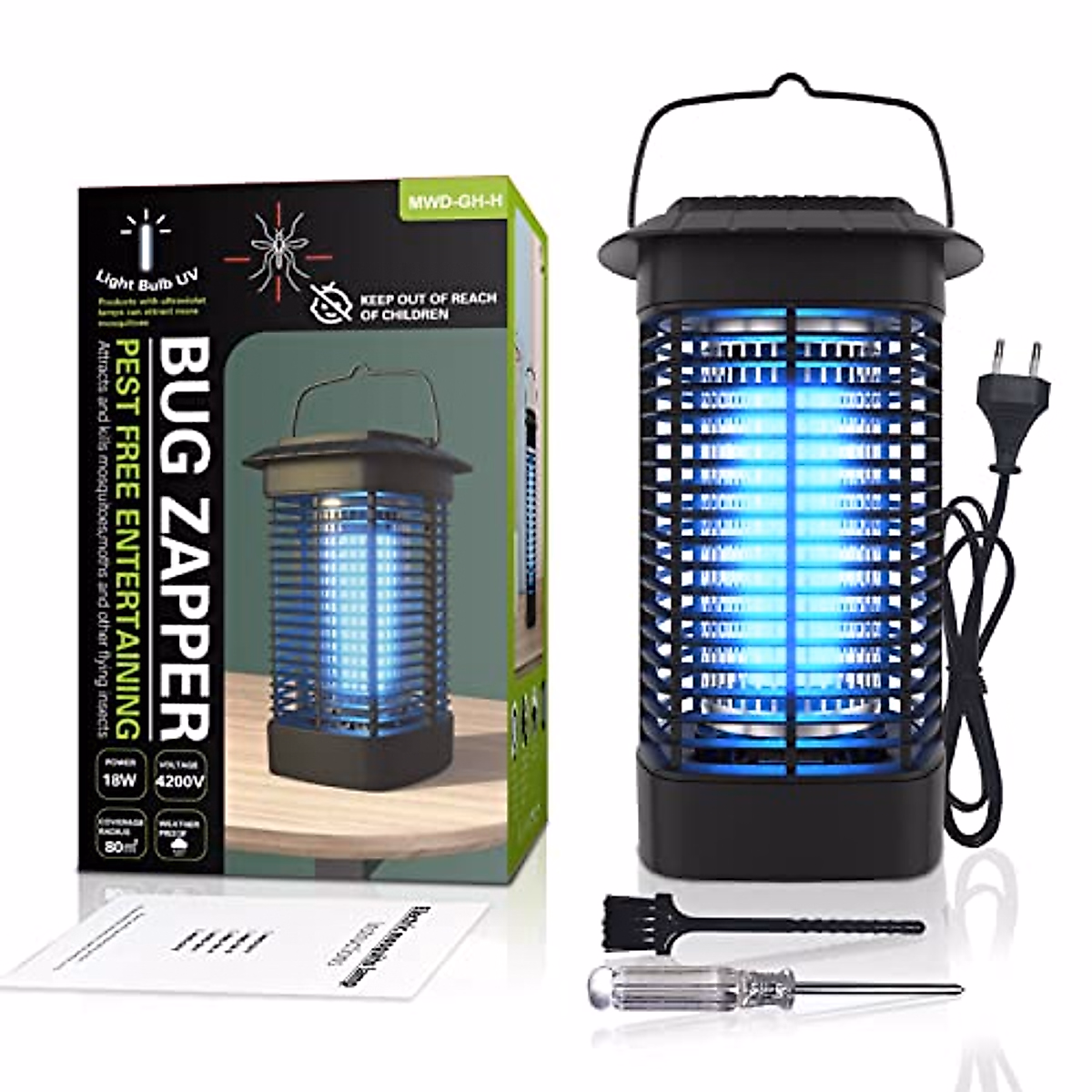 Bug Zapper for Outdoor Indoor Energy Saving，18w Bulb 4200V High Powered Mosquito Killer Insect Fly Trap ，Insect Zapper for Home Backyard Patio