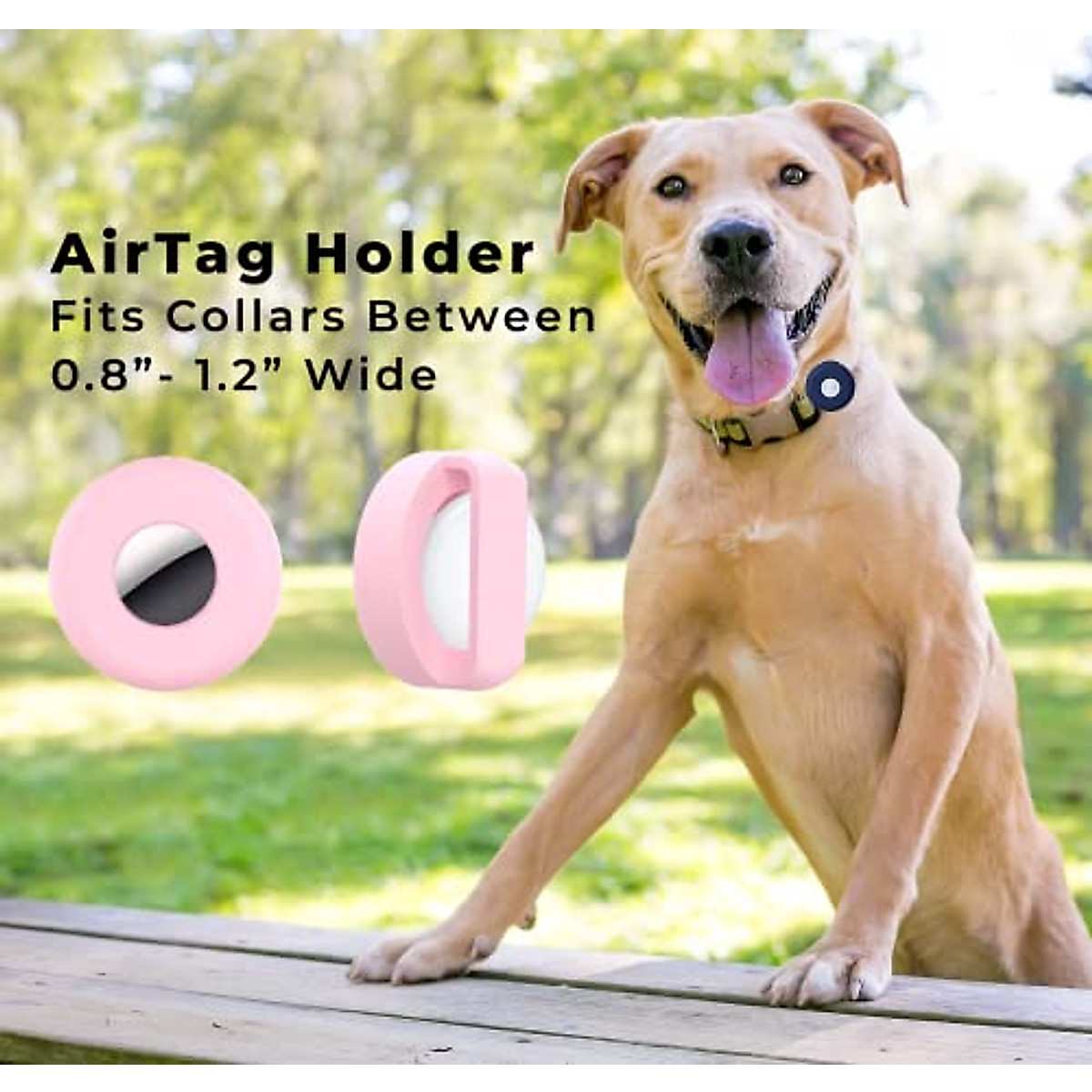 Airtag Dog Collar Holder (2-Pack) Easy to Clean Silicone, Anti-Lost GPS Air Tag Case, Compatible with Dog Cat Collars as Well as Backpacks and Purses, Shock Proof, Silicone Protective Cas (Pink/Blue)