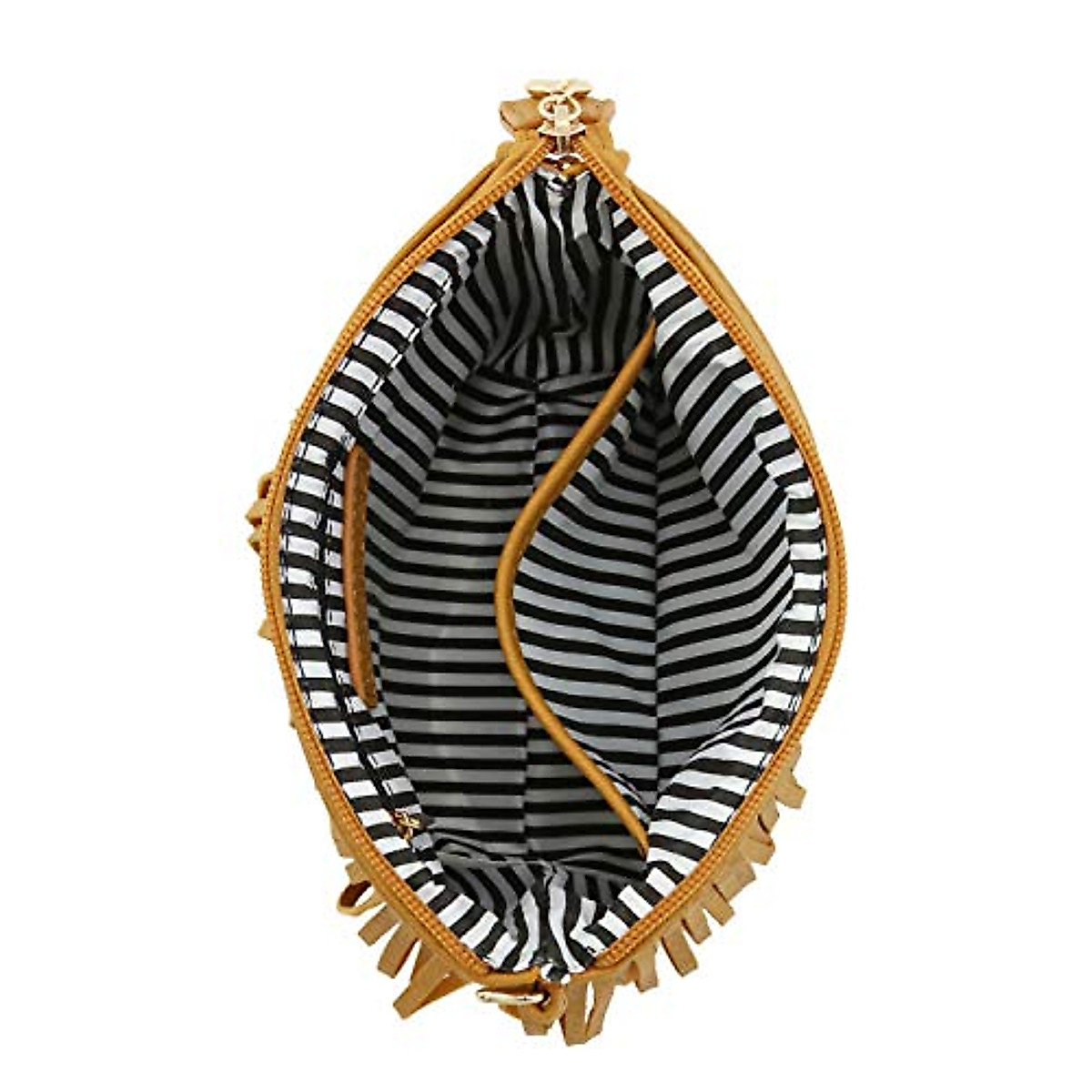 FashionPuzzle Small Fringe Crossbody Bag with Wrist Strap (Dark Mustard)