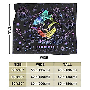 Pisces Constellation Blanket Zodiac Sign Throw Blanket Astrology Flannel Throw Blanket Constellation Gifts Blanket for Women Men 60"X50"