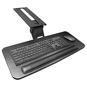 EQEY Keyboard Tray Under Desk, 360°Adjustable Keyboard Mount and Mouse Tray, Smoothly Pull Out Desk Extender with Soft Supportive Pad (25 x9.8 inch) Light