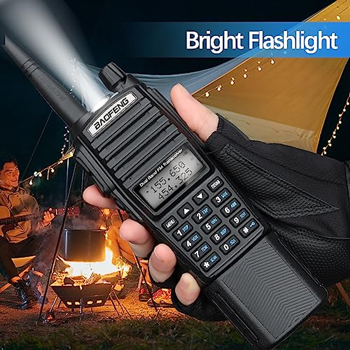Baofeng UV-5R 8W Upgrade Ham Radio Handheld Dual Band Portable Two Way Radio Long Range Rechargeable Walkie Talkie with 3800mAh Battery,USB Charger,High Gain Antenna and Programming Cable Full Kit