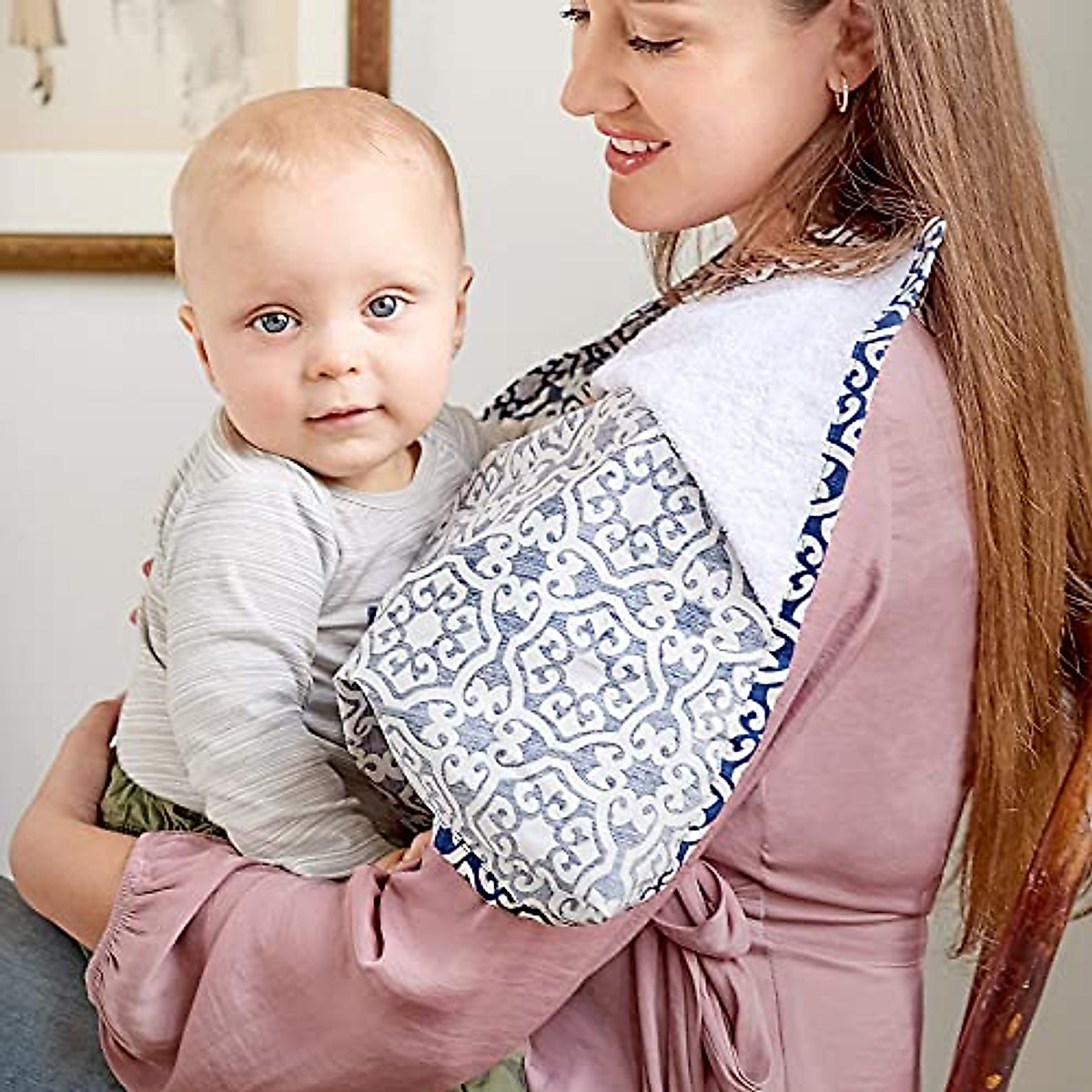 Breastfeeding Cover Nursing Apron for Baby, 360° Full Privacy, Damask Blue