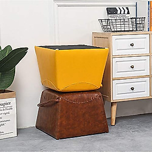 Teerwere Foot Stool Ottoman Leather Footstool Pouffe Chair Bed End Bench Shoe Bench Stool Milking Stool, Living Room Retro Chair Replace The Seat Ottoman Footstool Living Room Bench