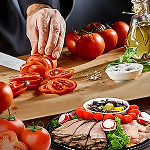 6 Pack 12 Inch Heavy Duty Serving Tray with Clear Lid and Sporks, Large Plastic Tray with Elegant Platter Round Black Disposable for Salad Sandwich Party Takeout Food Catering Picnic