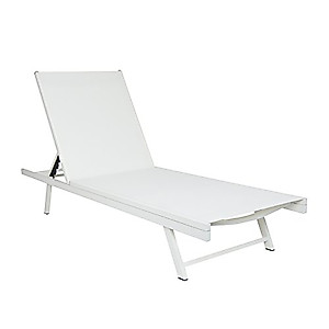 Christopher Knight Home Simon Outdoor Aluminum and Mesh Chaise Lounge, White/White